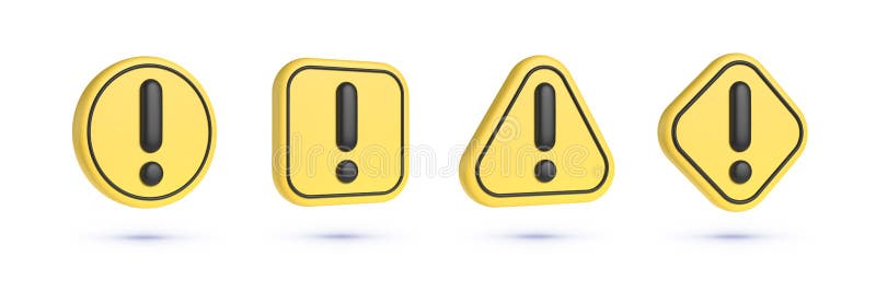 Set of Caution 3D Icons Vector. Caution 3d in 3d Style. Alert Message ...