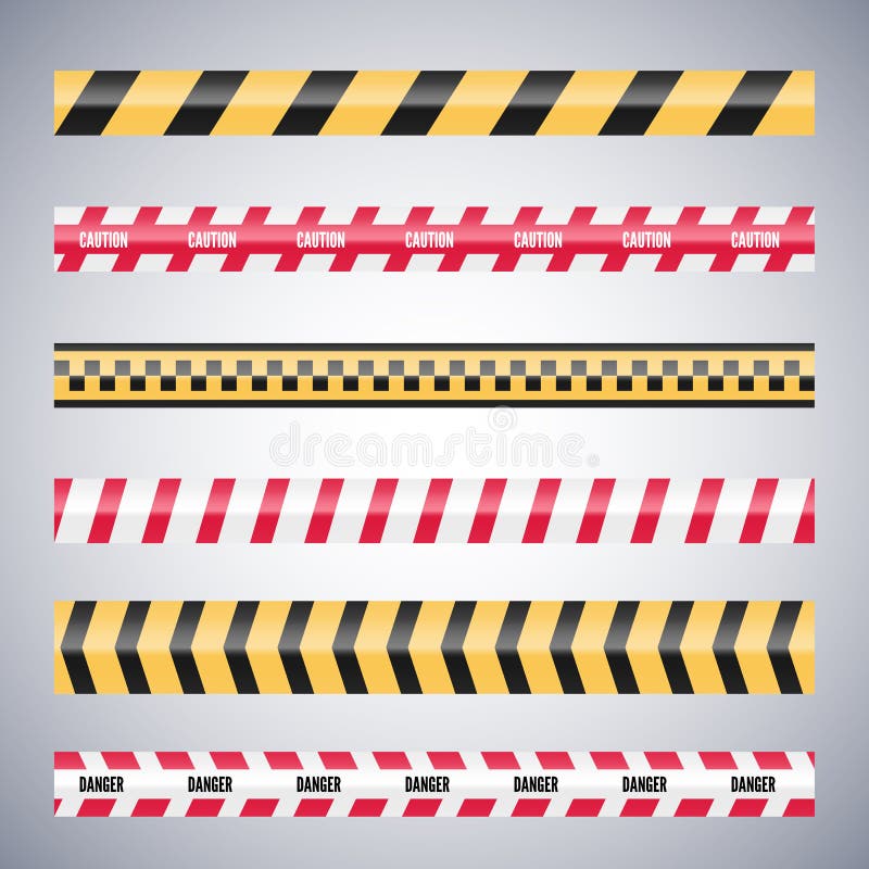 Set of Caution Danger Tapes. Warning Security Vector. Barricade Lines ...