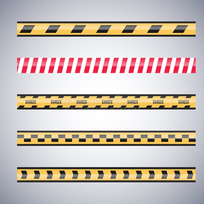 Set of Caution Danger Tapes. Warning Security Vector. Barricade Lines ...