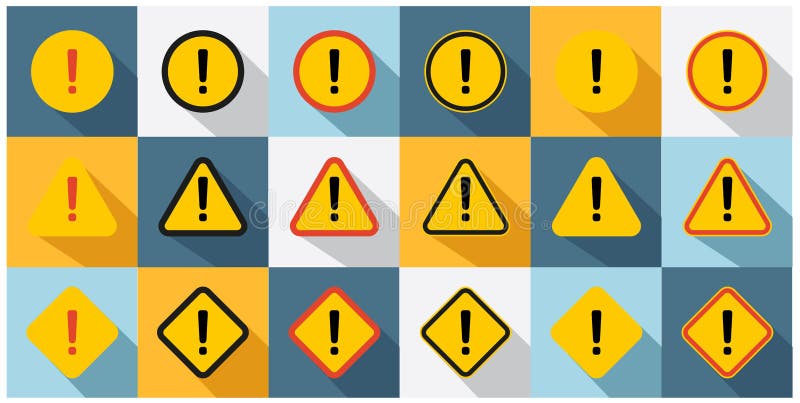 Set of caution icons. stock vector. Illustration of clipart - 109267220