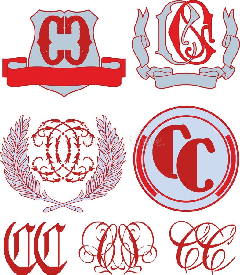 Set of CC Monograms and Emblem Templates Stock Vector - Illustration of ...