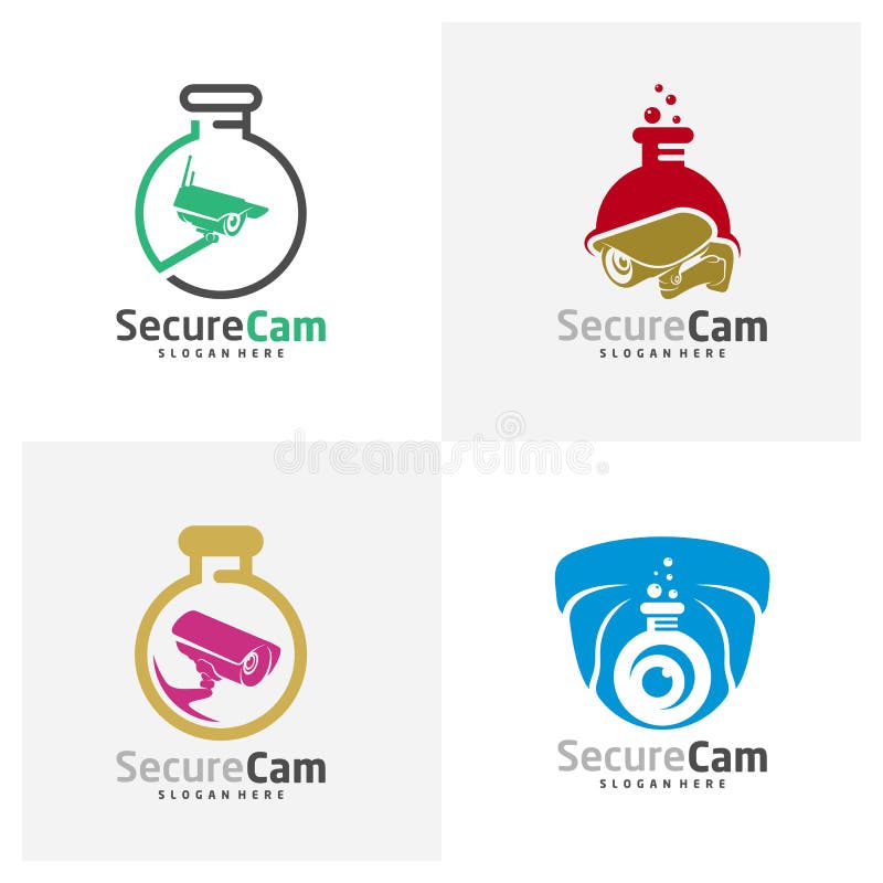 Set of CCTV Camera with Lab Logo Design Vector Template, Logo Concept ...