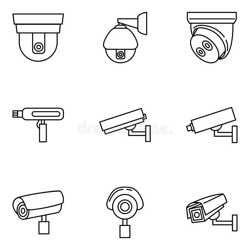 Set of CCTV Icons. Vector Video Surveillance Icons Stock Vector ...