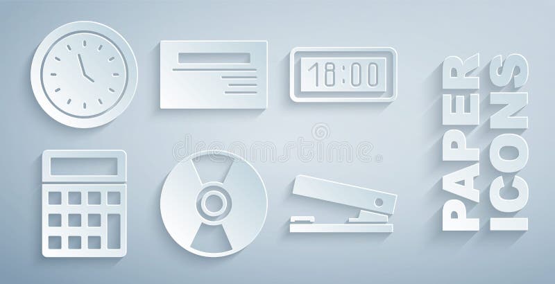 Set CD or DVD Disk, Digital Alarm Clock, Calculator, Office Stapler ...