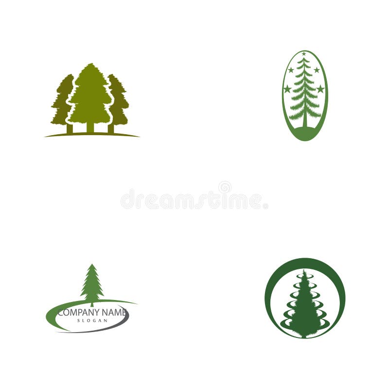 Set Cedar Tree Vector Icon Illustration Design Template Stock Vector ...