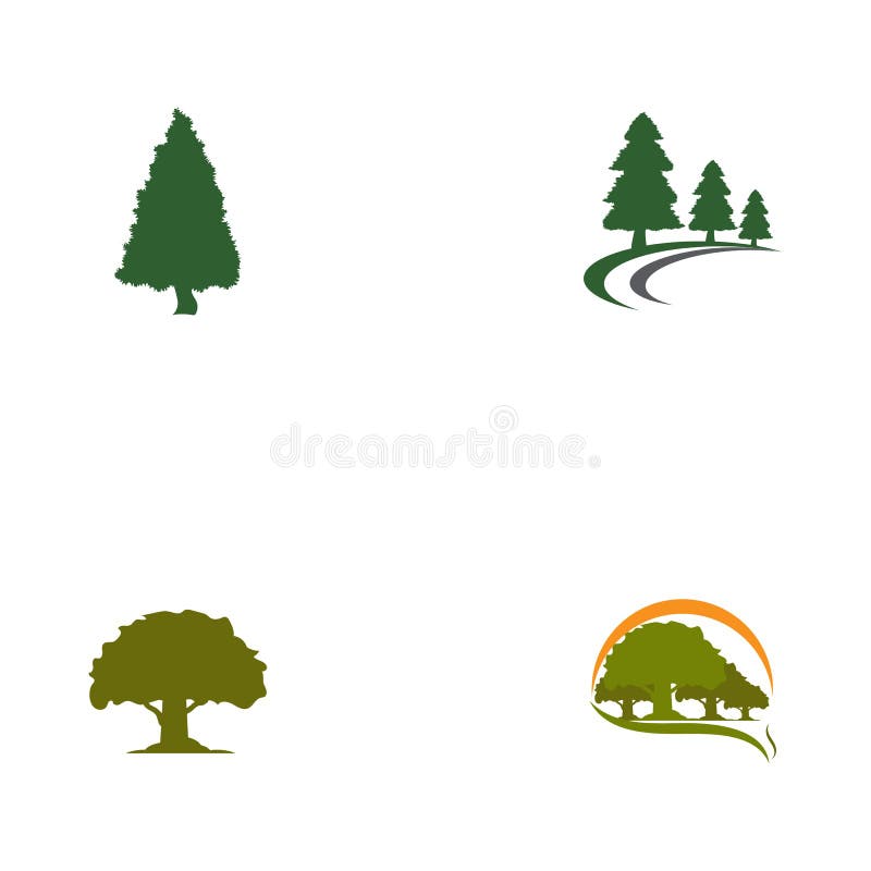 Set Cedar Tree Vector Icon Illustration Design Template Stock ...