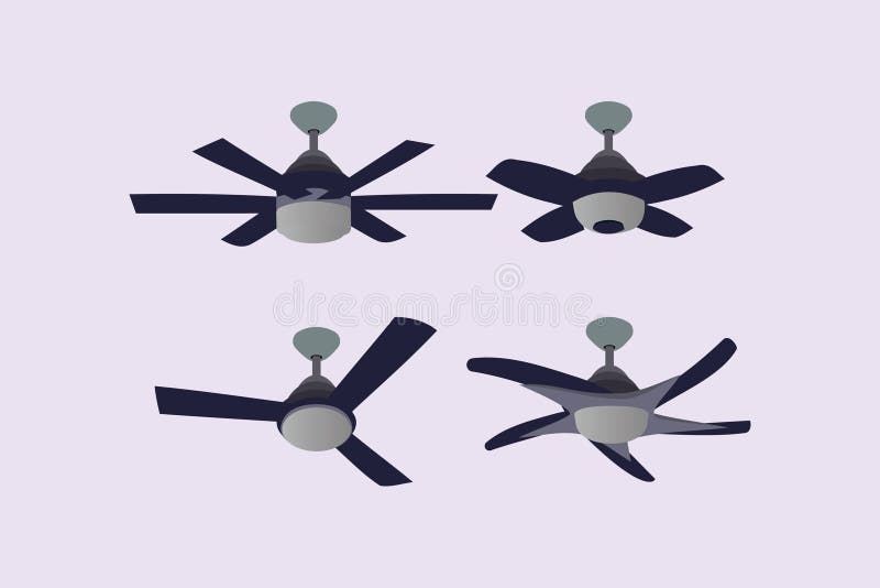 Set of Ceiling Fans Design Vector Flat Illustration Template Icons ...