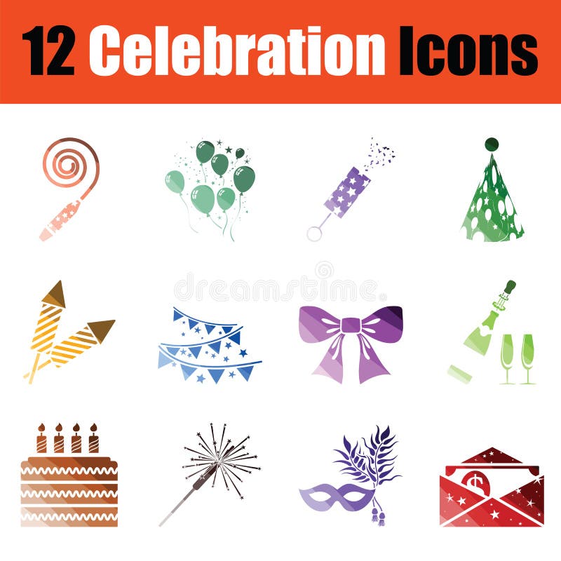 Set of celebration icons stock vector. Illustration of candles - 93950374