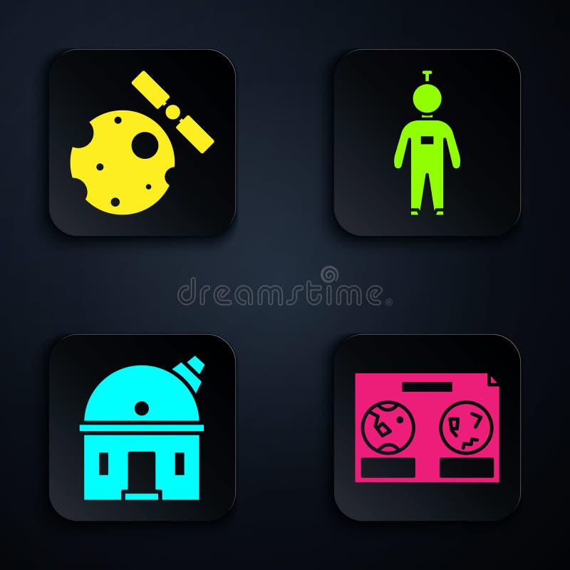 Set Celestial Map of the Night Sky, Satellites Orbiting the Planet ...