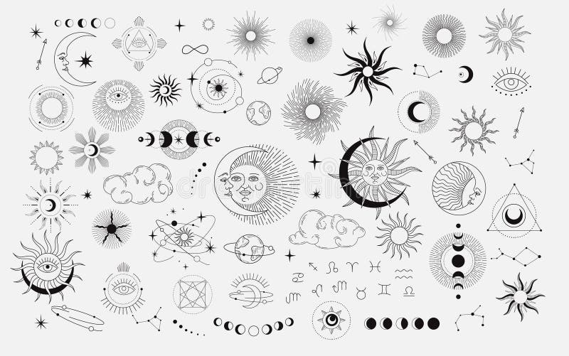 Alchemy moon sun stock vector. Illustration of pagan - 128284903