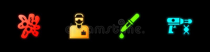 Set Cell, Laboratory Assistant, Pipette and Transfer Liquid Gun Icon ...