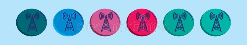 Set of Cell Tower Cartoon Icon Design Template with Various Models ...