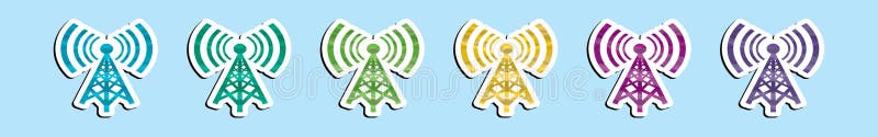 Set of Cell Tower Cartoon Icon Design Template with Various Models ...
