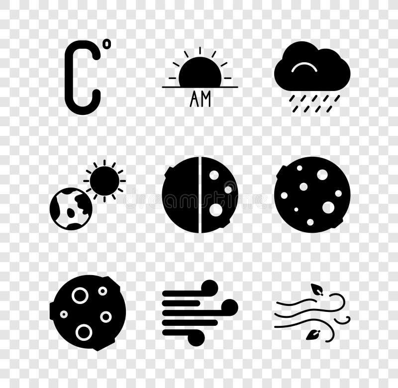 Set Celsius, Sunrise, Cloud with Rain, Moon, Wind, Earth Globe and Sun ...