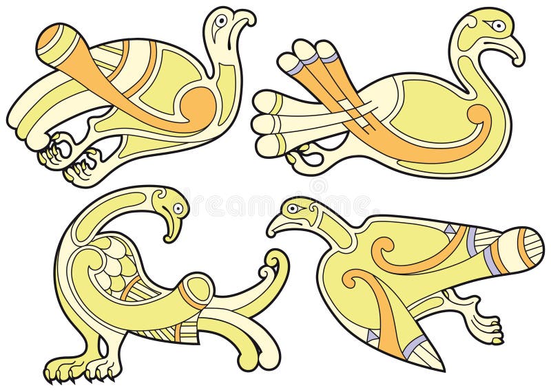 Set of Celtic Birds Design Elements Stock Vector - Illustration of ...