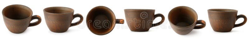 Set of Ceramic Cups with Different Angles Isolated on White Stock Image ...