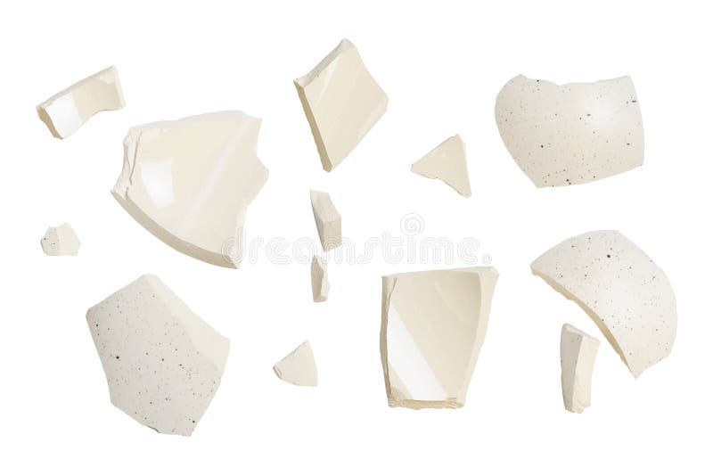 Set of Ceramic Fragments of Broken Vase Isolated Stock Photo - Image of ...