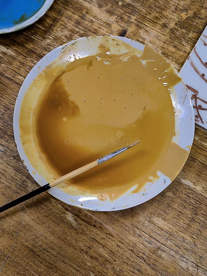 Set of Ceramic Lacquer Paint in a Artist Studio Stock Illustration ...