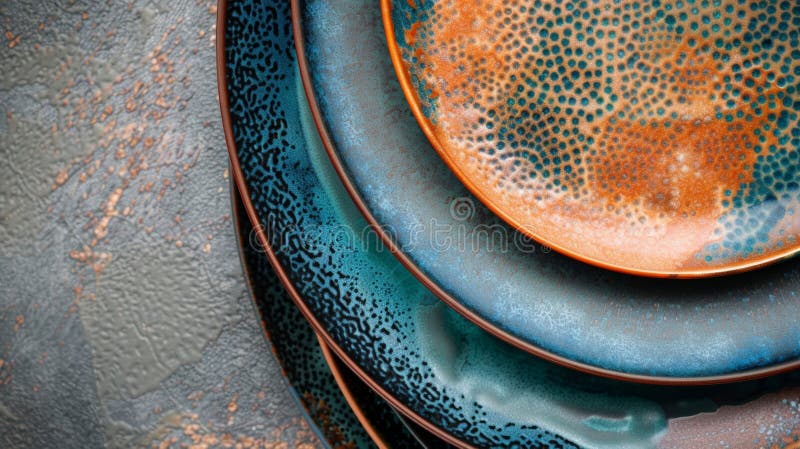 A Set of Ceramic Plates with a Beautiful Handpainted Ombre Effect ...