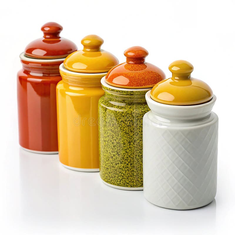 Spice Jars Vector Collection - Set of Six Stock Vector - Illustration ...