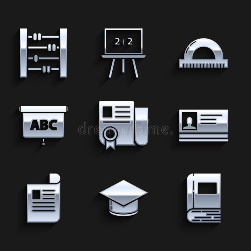 Set Certificate Template, Graduation Cap, Book, Identification Badge ...