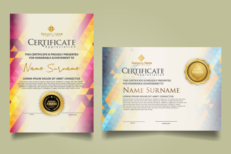 Set Vertical and Horizontal Certificate Template with Organic Rounded Texture on Curve Ornament ...