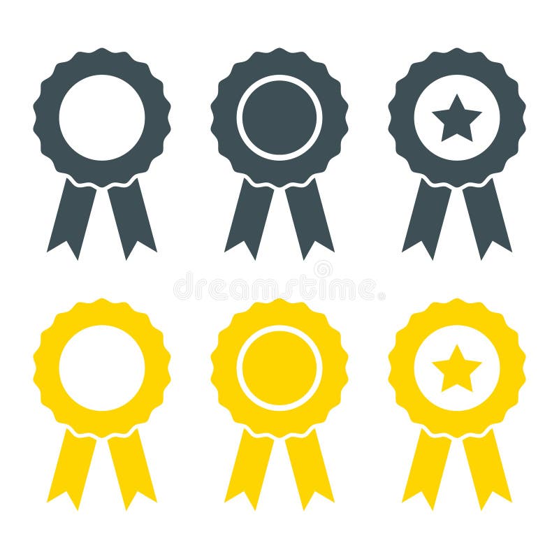 Set of Certification Seal Award Icon, Ribbon Web Stamp Symbol, Label ...