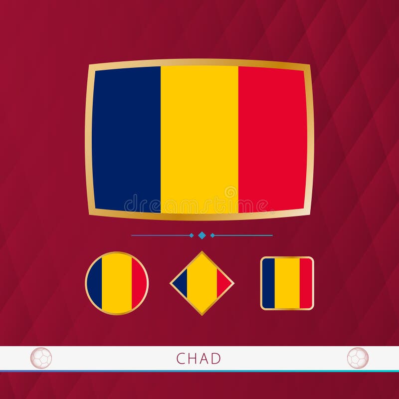 Set of Chad Flags with Gold Frame for Use at Sporting Events on a ...