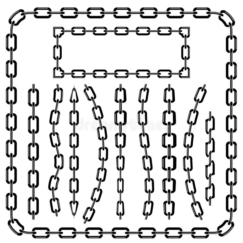 Set of Chain Frames Isolated on White Background Stock Illustration ...