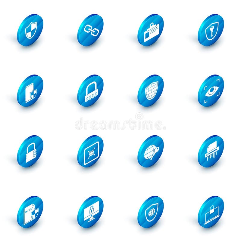 Set Chain Link, Identification Badge, Shield with Key, Smartphone ...