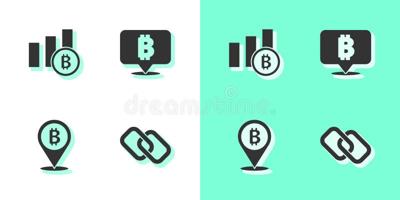 Set Chain Link, Pie Chart Infographic Bitcoin, Bitcoin and Icon. Vector ...