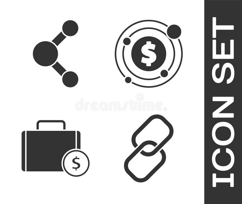 Set Chain Link, Share, Briefcase and Money and Target with Dollar ...