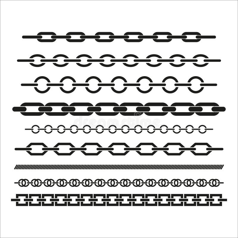 A Set of Chains. Simple Vector Illustration on a White Background Stock ...