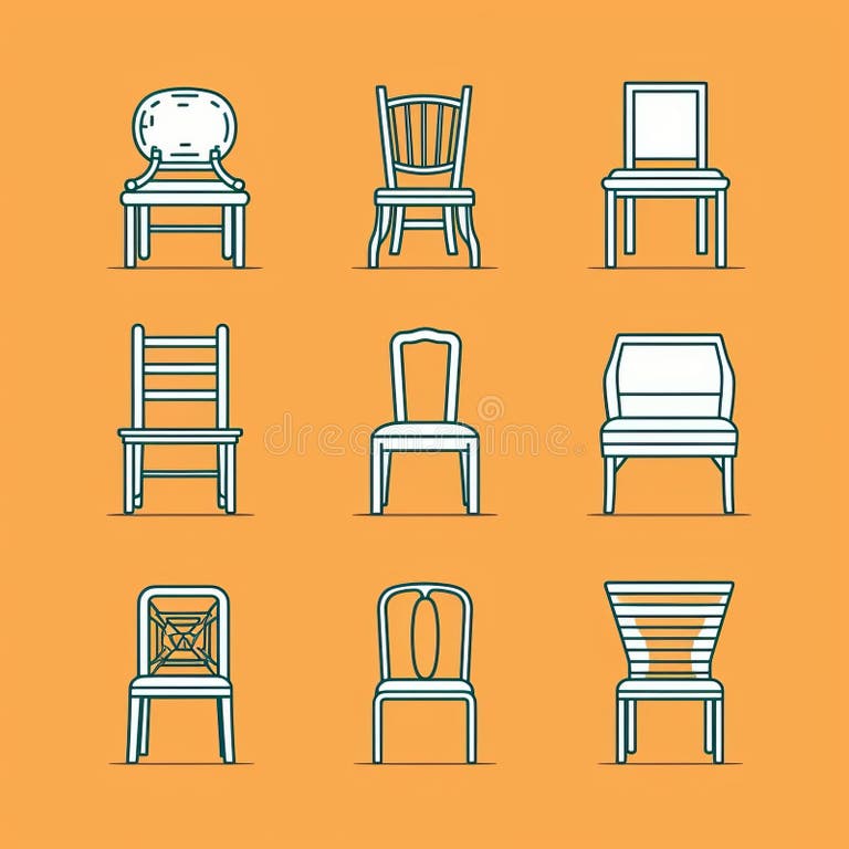 Set of Chair Collection: Linear Web Icons Stock Illustration ...
