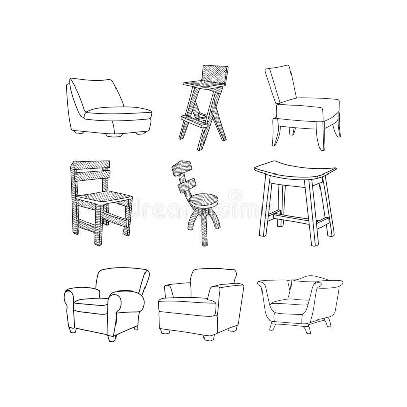 Set Chair Interior Icon, Illustration Minimalist Simple Design Stock ...