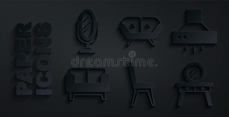 Set Chair, Kitchen Extractor Fan, Sofa, Dressing Table, and Mirror Icon ...