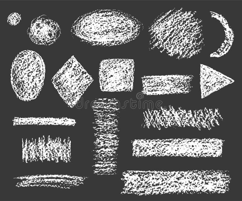 Set of Chalk Shapes Hatched on Dark Stock Vector - Illustration of ...