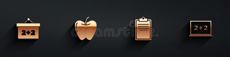 Set Chalkboard, Apple, Clipboard with Checklist and Icon with Long ...