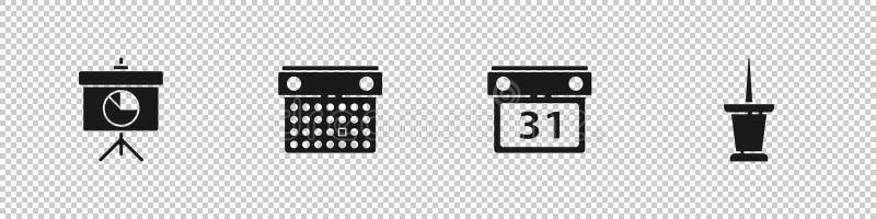 Set Chalkboard with Diagram, Calendar, and Push Pin Icon. Vector Stock ...