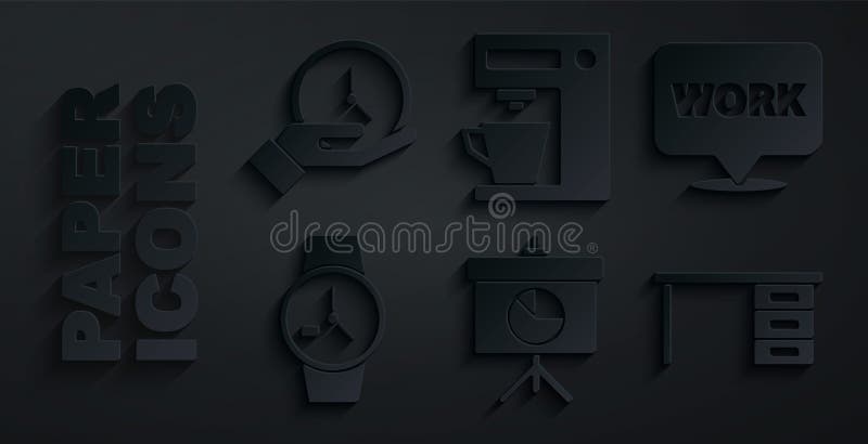 Set Chalkboard with Diagram, Location Text Work, Wrist Watch, Office ...