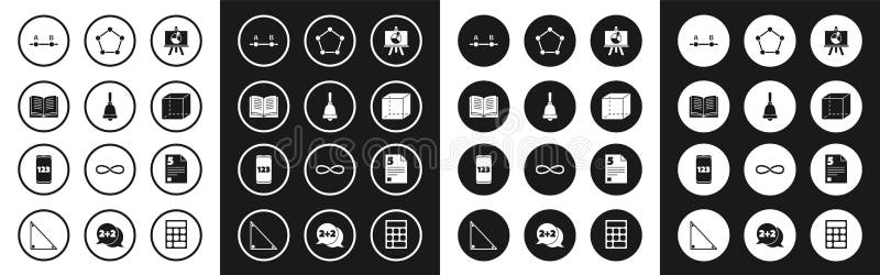 Set Chalkboard with Diagram, Ringing Bell, Open Book, Graph, Schedule ...