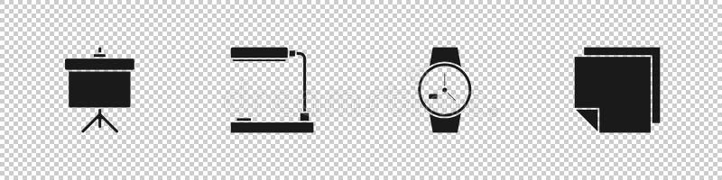 Set Chalkboard with Diagram, Table Lamp, Wrist Watch and Post Note ...