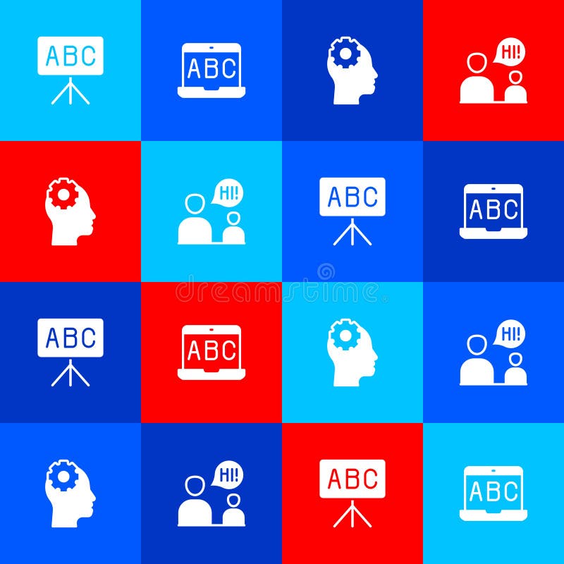 Set Chalkboard, Foreign Language Online Study, Head with Gear Inside ...