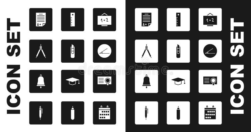 Set Chalkboard, Stationery Knife, Drawing Compass, Exam Sheet with a ...