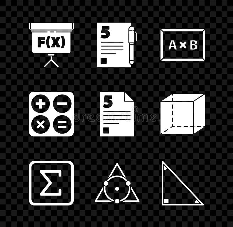 Set Chalkboard, Test or Exam Sheet and Pen, Sigma Symbol, Triangle Math ... Set Chalkboard, Test or Exam Sheet and Pen, Sigma Symbol, Triangle Math ...