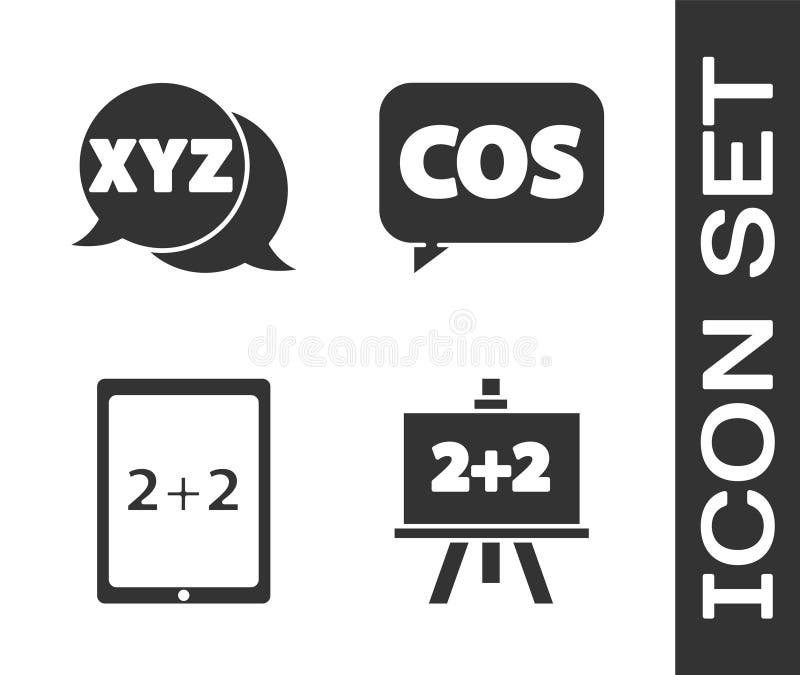 Set Chalkboard Xyz Coordinate System Tablet With Calculator And