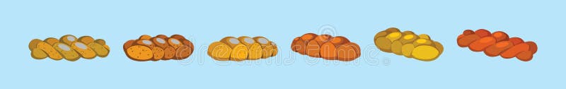 Set of Challah Bread Cartoon Icon Design Template with Various Models ...