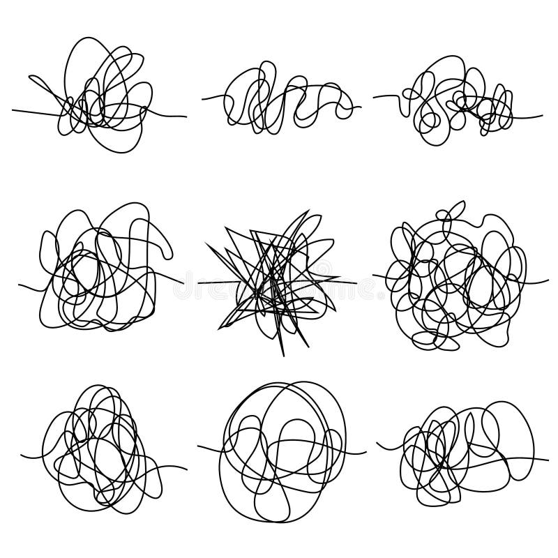 Set of chaos lines. stock vector. Illustration of messy - 158869052