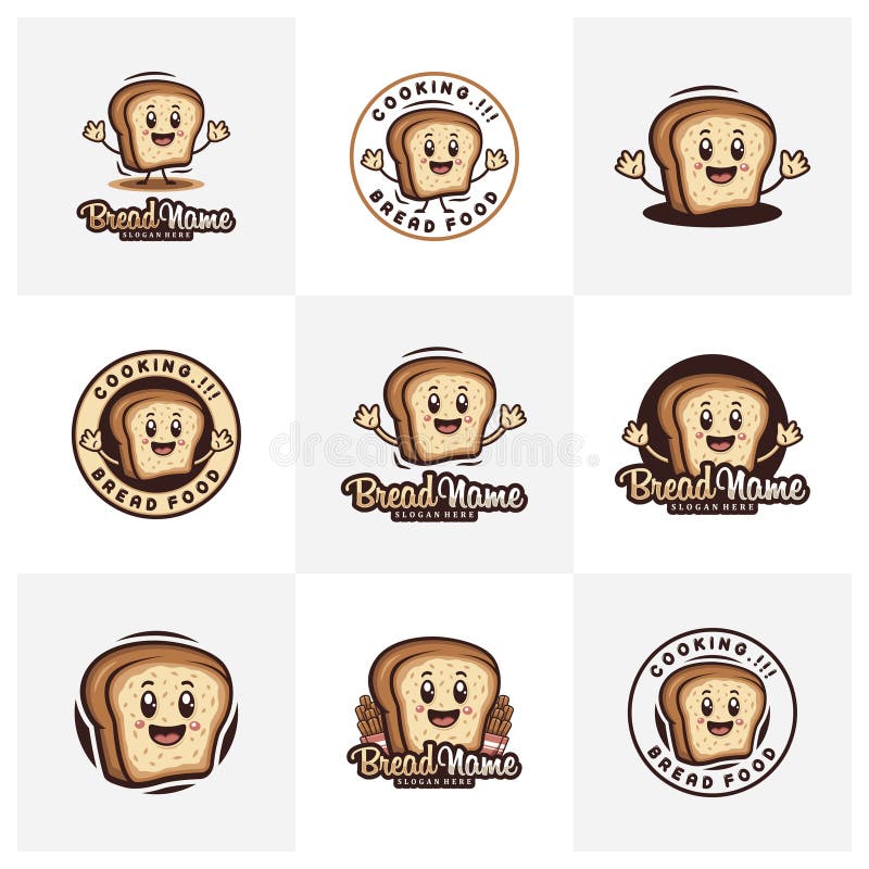 Set of Character Bread Logo Design Concept Vector. Creative Bread Food Logo Design Template ...