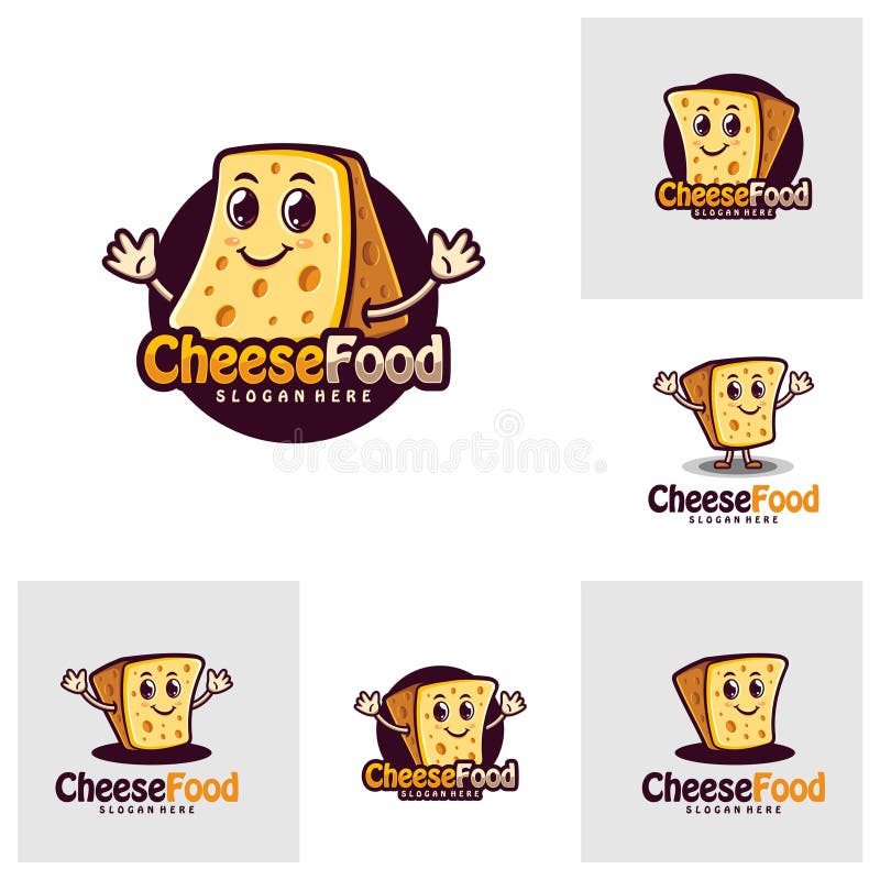 Set of Character Cheese Logo Design Concept Vector. Creative Cheese ...